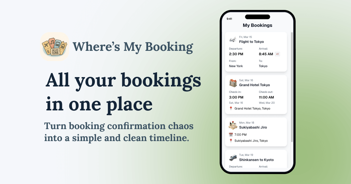 Where's My Booking - All Your Travel Bookings in One Place